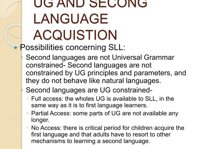 Universal Grammar IN Second Language ACQUISITION | PPTX