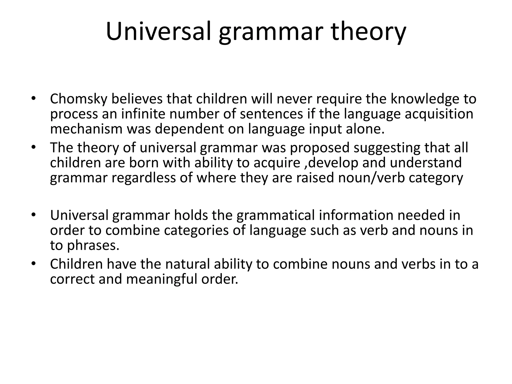 Universal grammar(ug) by noam chomsky (1) | PPTX