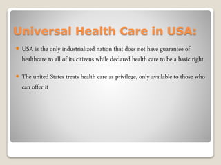 Universal health care in the United States | PPTX
