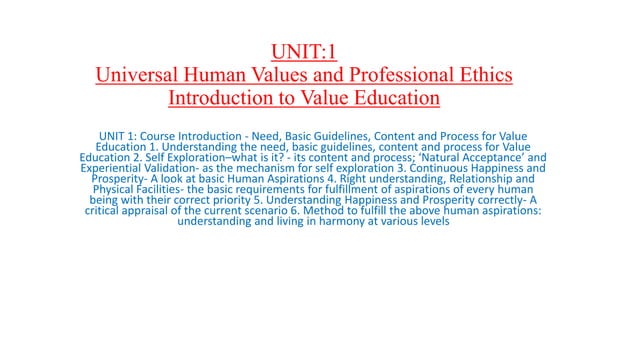 Universal Human Values All 5 Unit Notes.pdf