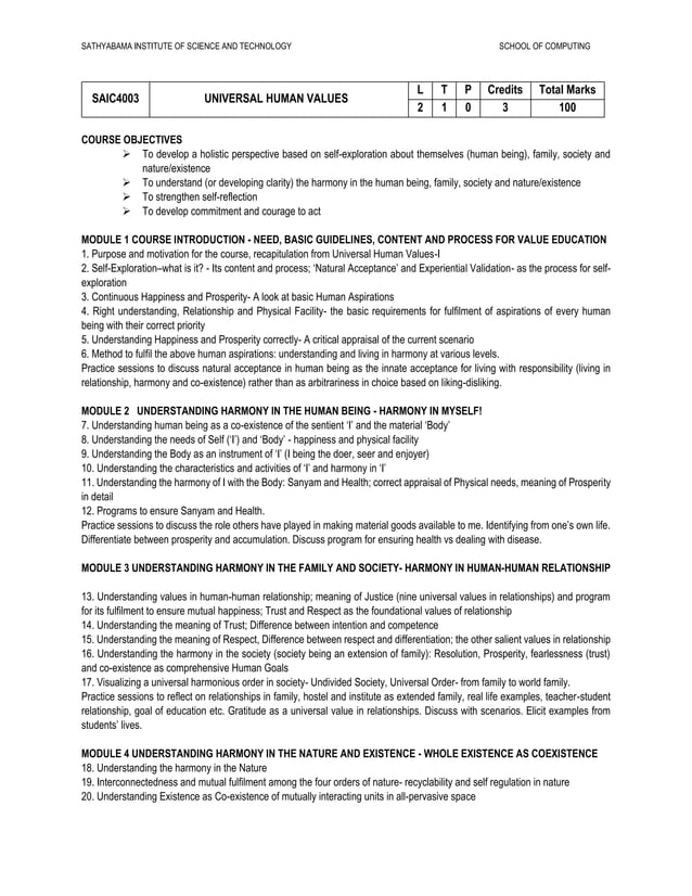 Universal Human Values Notes.pdf | Educational Assessment | Education