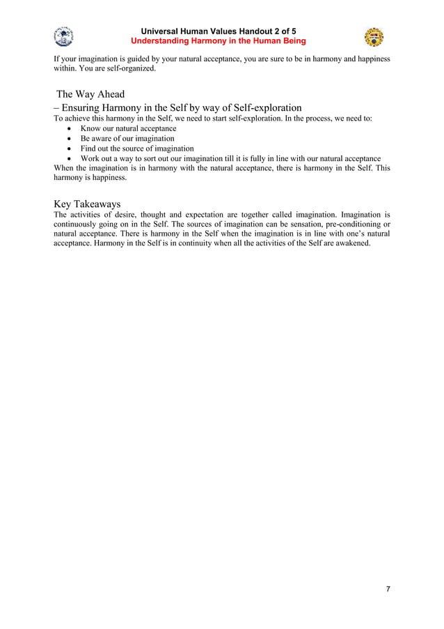 Universal Human Values Notes.pdf | Educational Assessment | Education