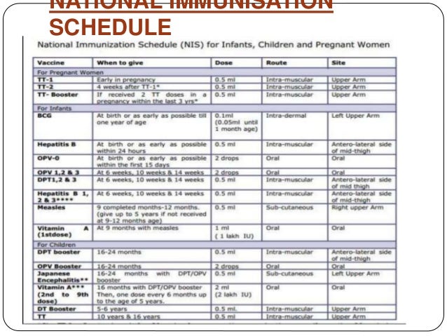 Universal immunisation program