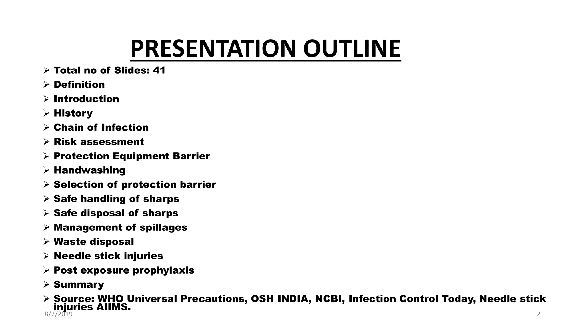 Universal infection control precautions | PPTX