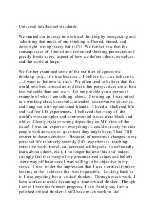 Universal intellectual standards. We started our journey into cr | PDF