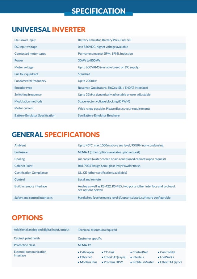 Universal Inverters For Testing | EV Battery Emulator - Unico | PDF