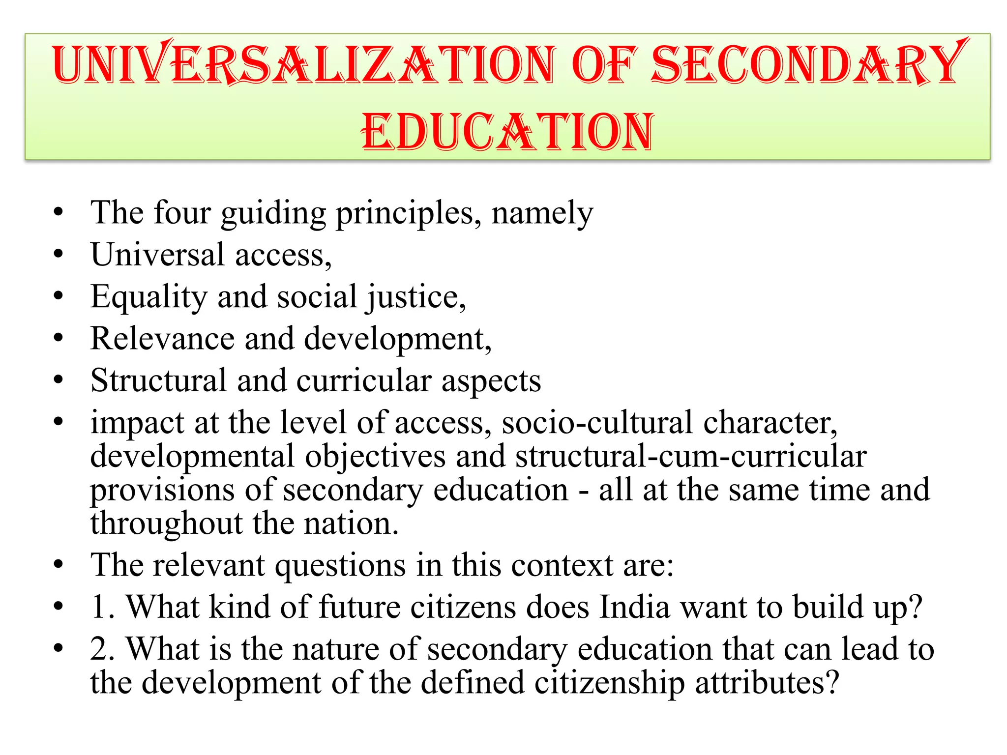 Universalisation of education in India | PDF