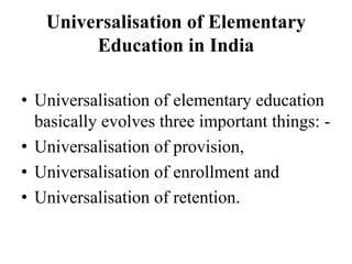 Universalisation of education in India | PDF