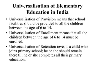 Universalisation of education in India | PDF