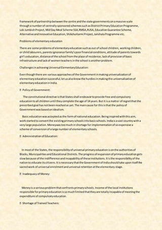 Universalisation of primary education | DOCX