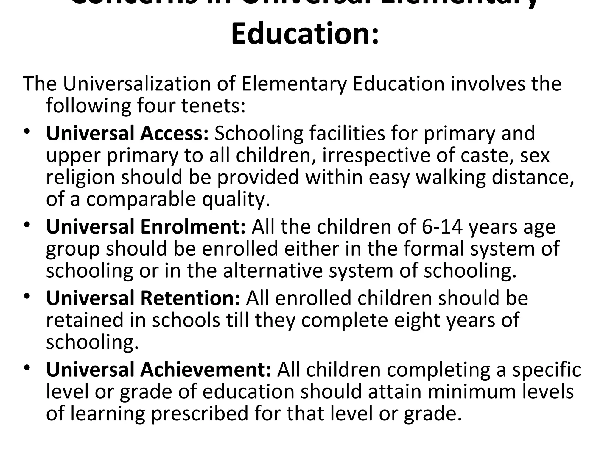 Universalization of elementary education | PPT