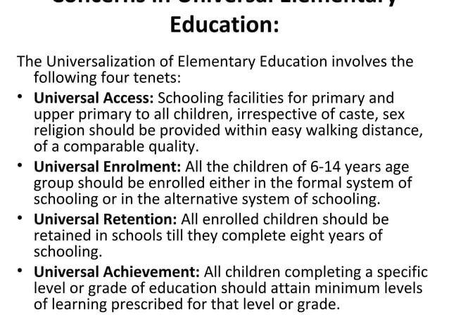 Universalization of elementary education | PPT