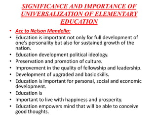 Universalization of elementary education | PPTX