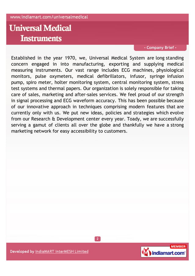 Universal Medical Instruments, Mumbai, Medical Measurement Instruments ...