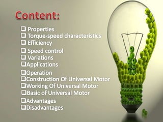 Universal motor | PPTX