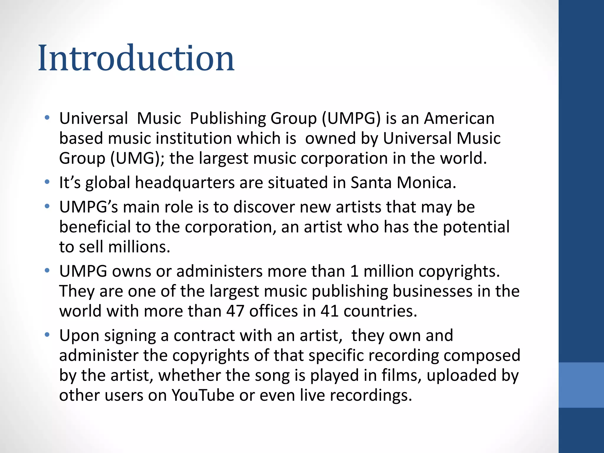 Universal music publishing group (umpg) | PPT