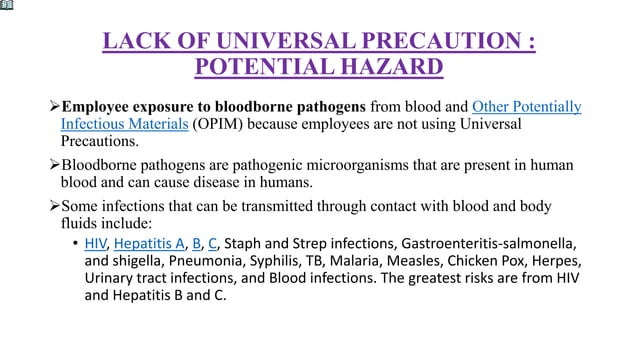 Universal precaution | PPTX | First Aid | Injuries