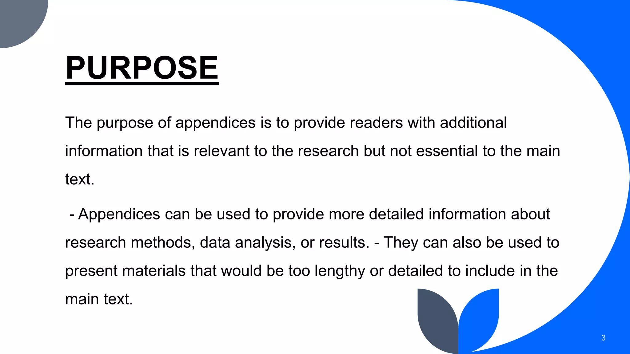 Appendices in Research Methodology | PPTX
