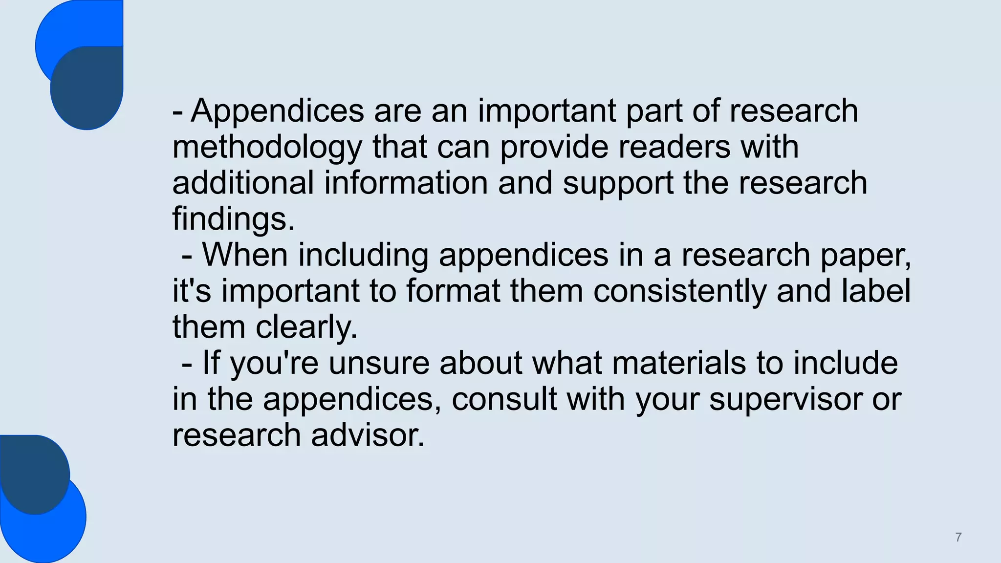 Appendices in Research Methodology | PPTX
