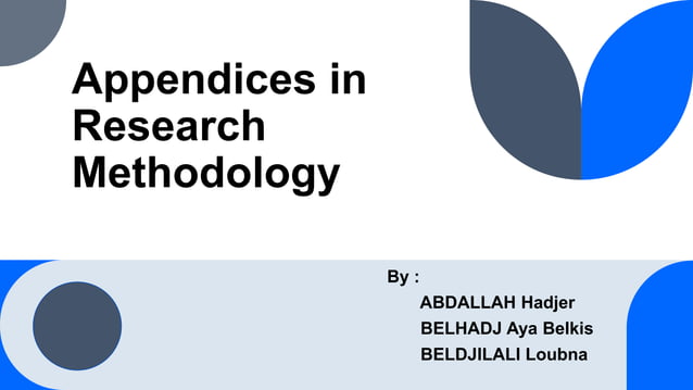 Appendices in Research Methodology | PPTX
