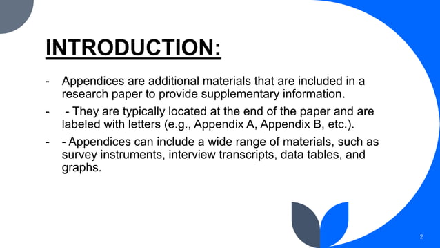 Appendices in Research Methodology | PPTX