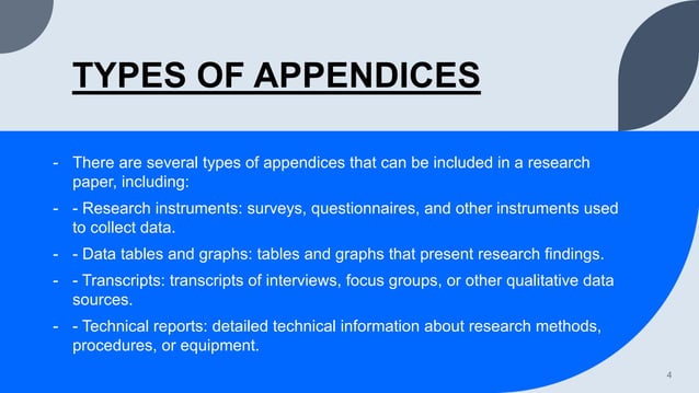Appendices in Research Methodology | PPTX