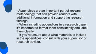 Appendices in Research Methodology | PPTX