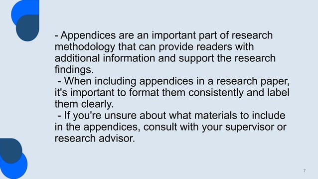 Appendices in Research Methodology | PPTX