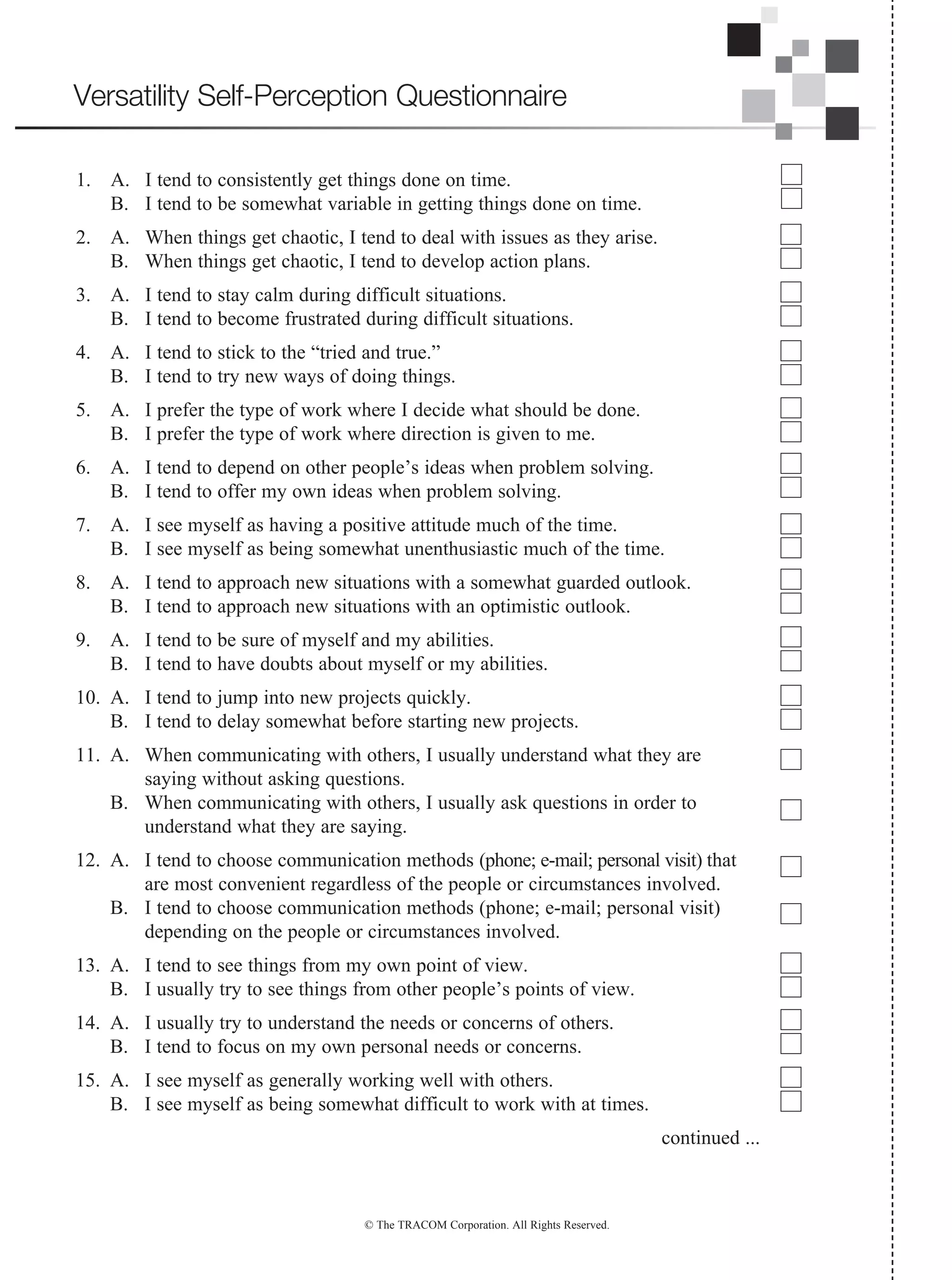 Universal self perception social style & versatility profile | PDF