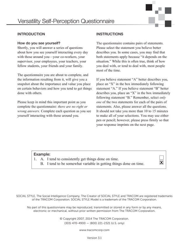 Universal self perception social style & versatility profile | PDF