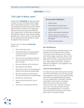 Universal self perception social style & versatility profile | PDF