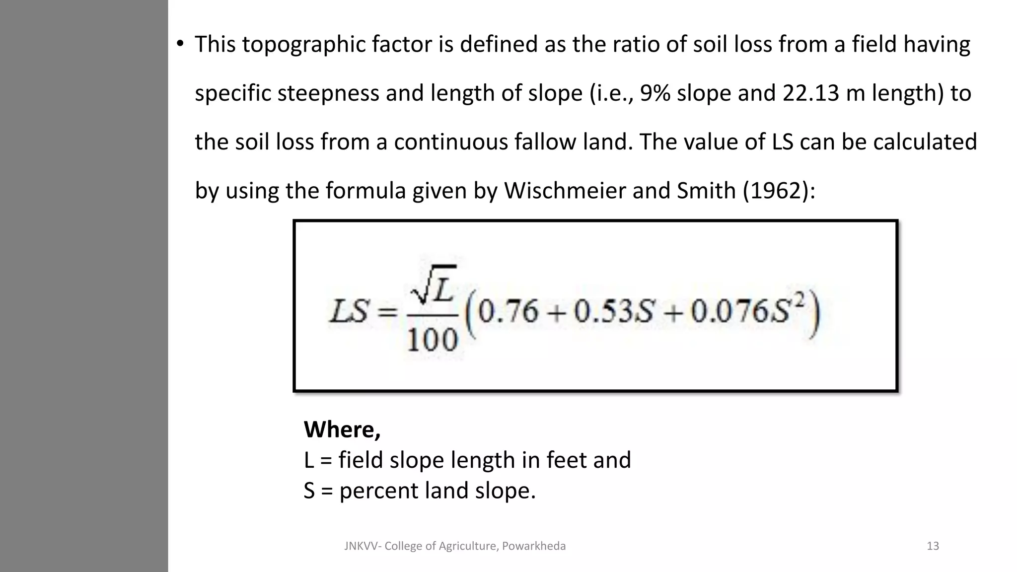 Universal soil loss equation ; soil loss measurement | PDF