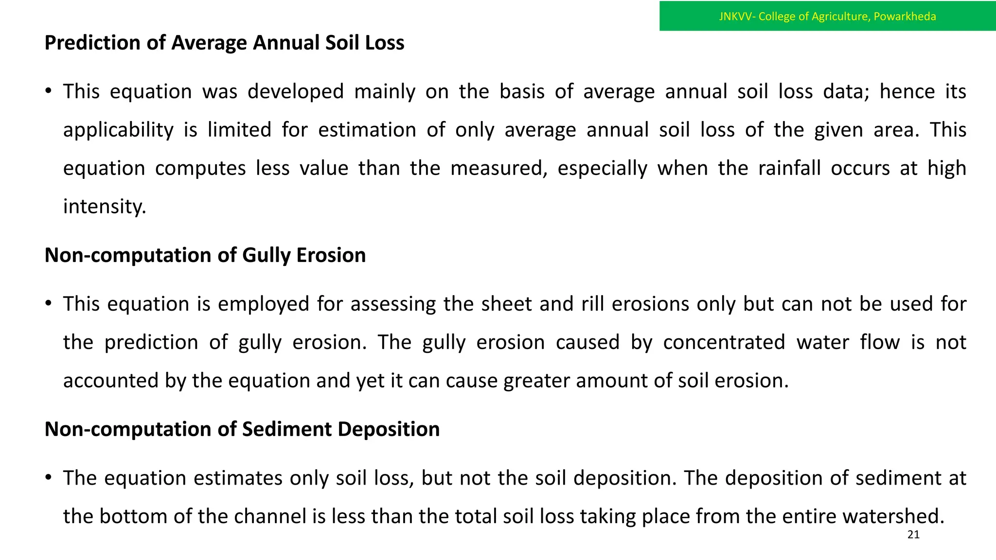 Universal soil loss equation ; soil loss measurement | PDF