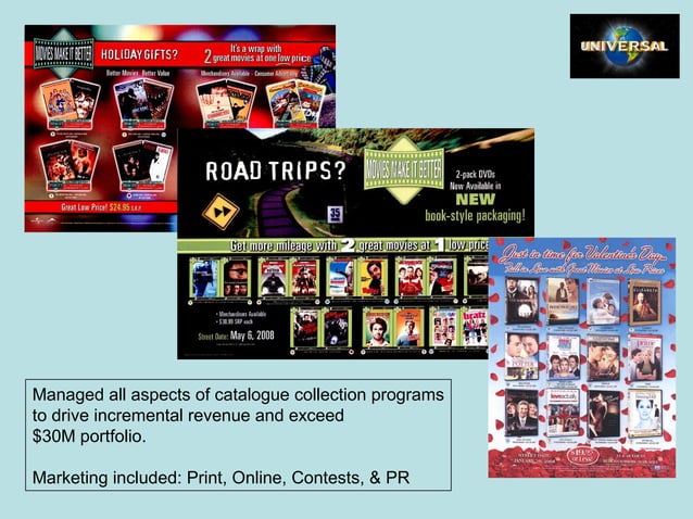 Universal studio home entertainment catalogue programs | PPT