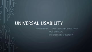 Universal usability | PPTX | Internet for Beginners | Internet