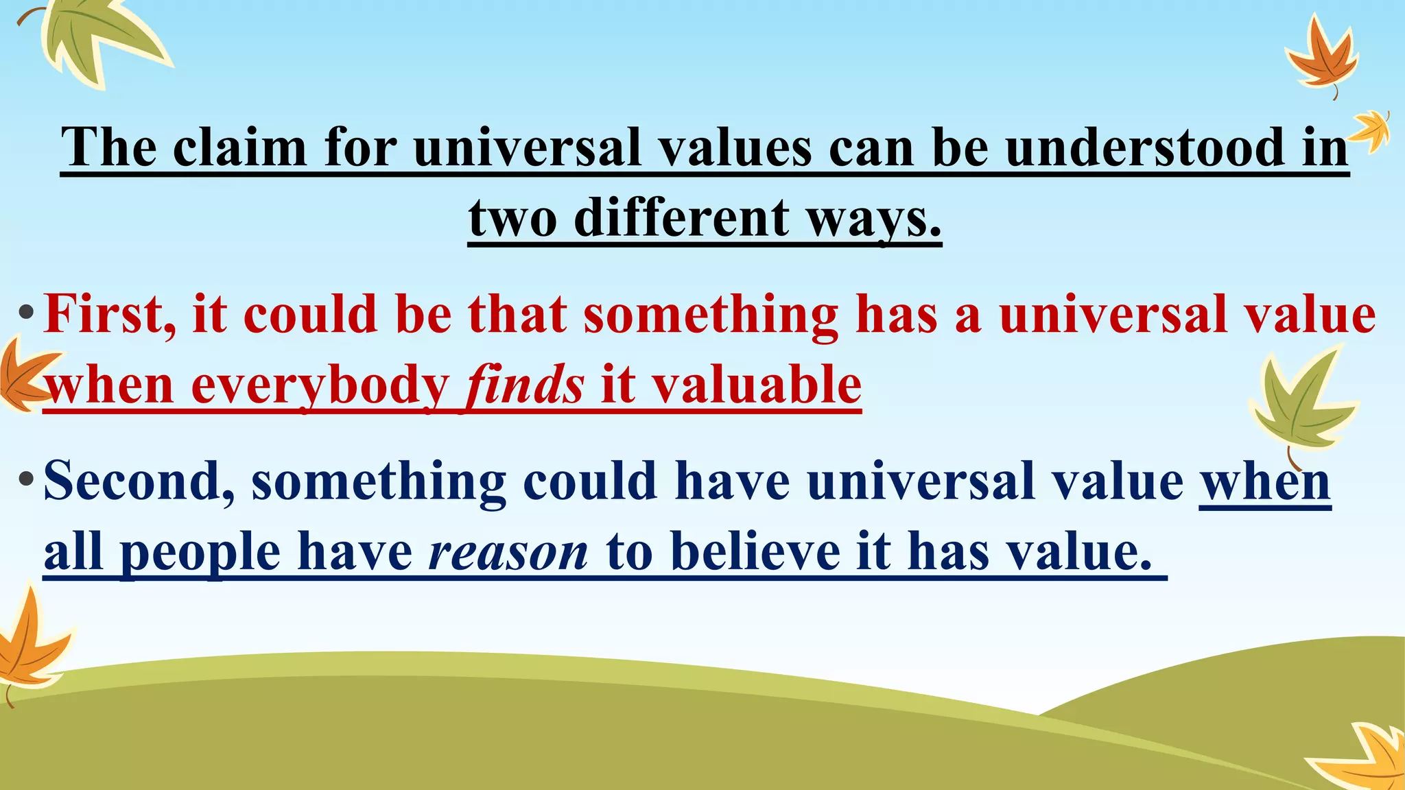 Universal values PowerPoint presentation | PPTX