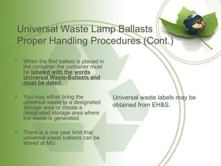 Universal Waste Training for healthier environment | PPT