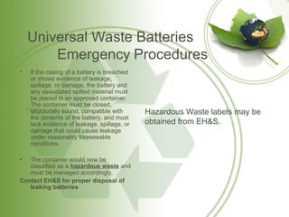 Universal Waste Training for healthier environment | PPT
