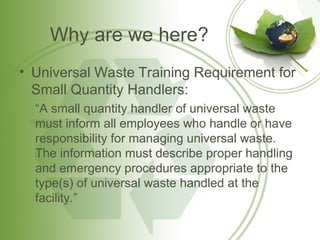 Universal Waste Training for healthier environment | PPT