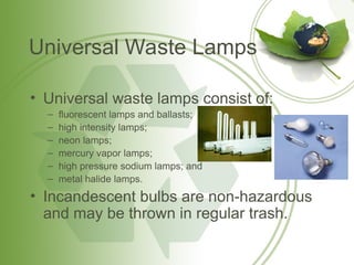 Universal Waste Training for healthier environment | PPT