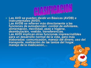 ACTIVIDADES DE LA VIDA DIARIA | PPT