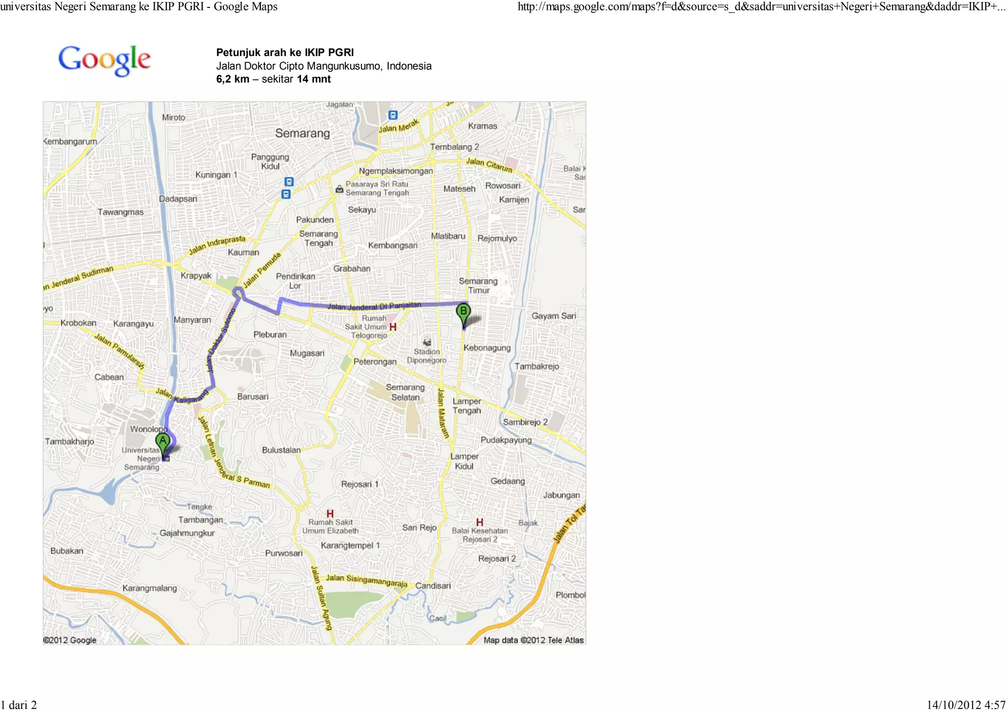 Universitas negeri semarang ke ikip pgri google maps | PDF