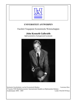 Universiteit Antwerpen Seminarie Geschiedenis Van Het Economisch Denken ...