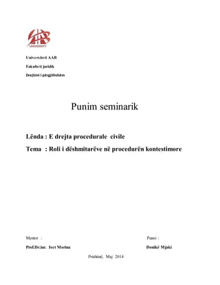 punim seminarik ne proceduren kontestimore | DOCX
