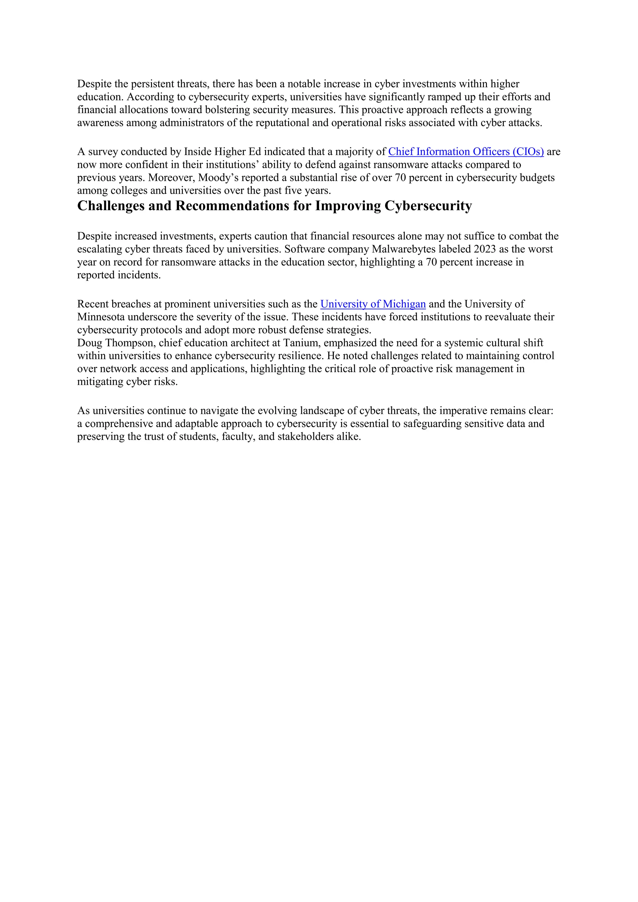 Universities Address Ongoing Cybersecurity Challenges Amid Rising ... Universities Address Ongoing Cybersecurity Challenges Amid Rising ...