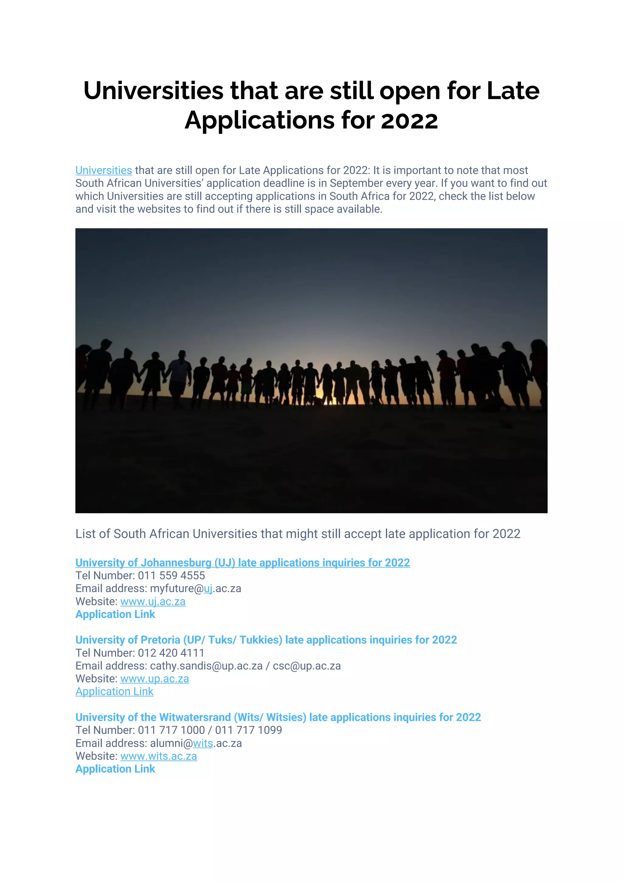 Universities that are still open for late applications for 2022 | PDF