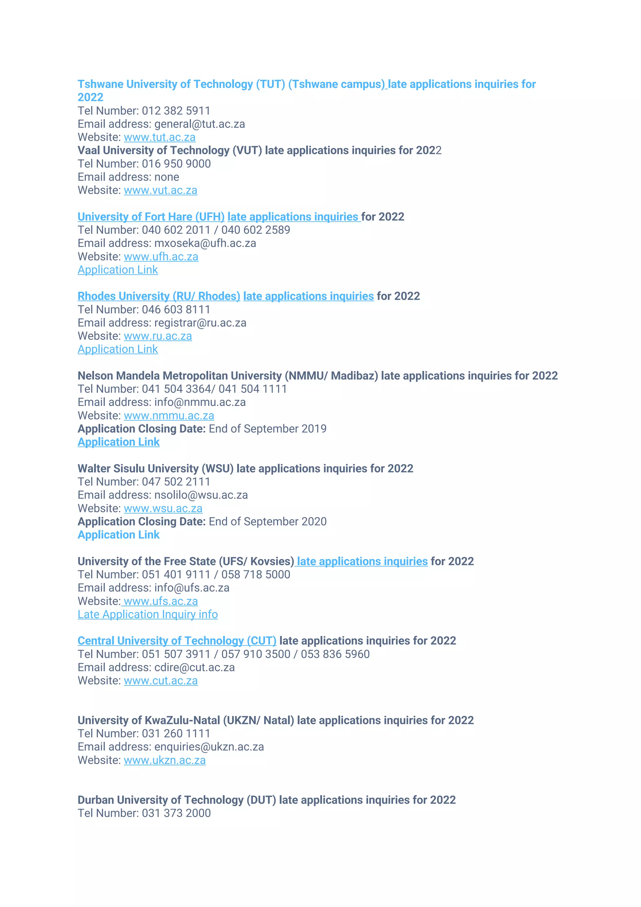 Universities that are still open for late applications for 2022 | PDF