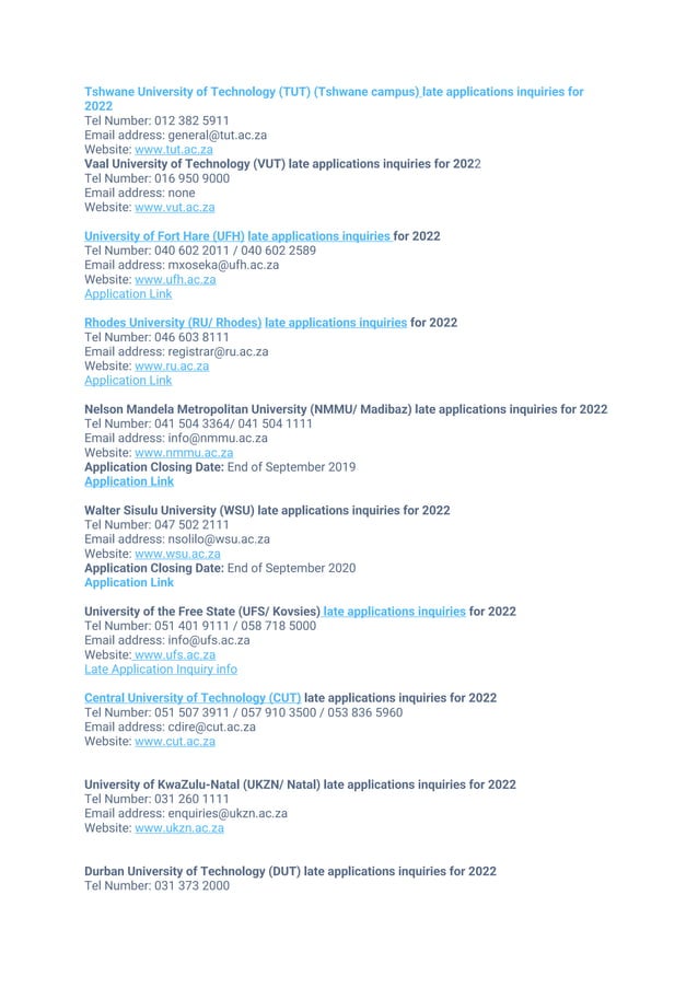 Universities that are still open for late applications for 2022 | PDF