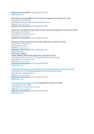 Universities that are still open for late applications for 2022 | PDF