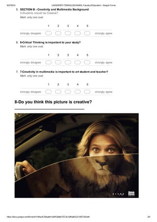 Questionnaire:: Necessity of Creativity in Multimedia of Learning art ...